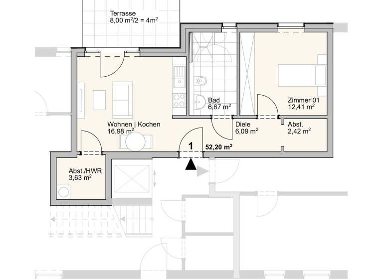 Wohnung 52.2 m² 298845 € zum Kauf Carl-Hermann-Richter-Straße 1 ...