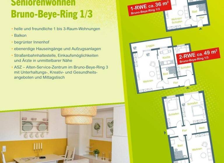 Wohnung 33.89 m² 220.29 € zur Miete Bruno-Beye-Ring 1,Neu Olvenstedt ...