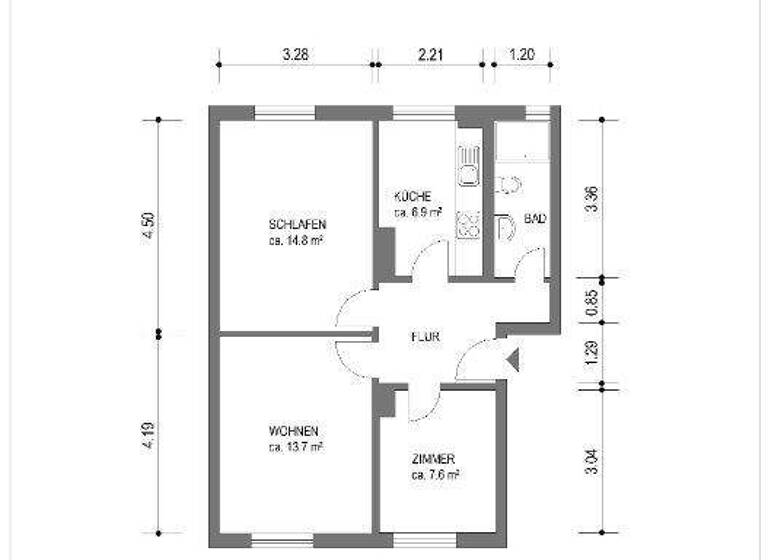 Wohnung 53.97 m² 535 € zur Miete Birkenweg 7 a,Garstedt,Norderstedt (22850)