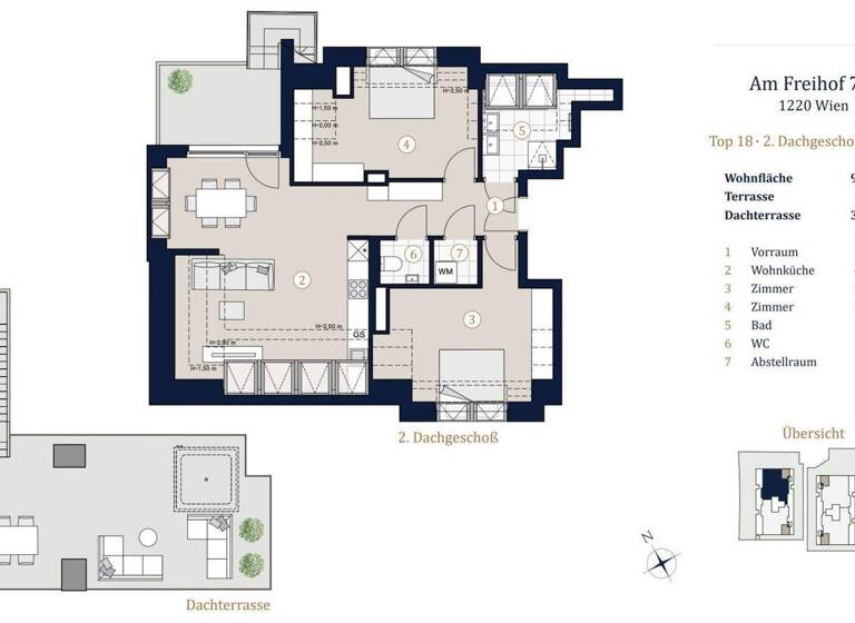 Wohnung 97.88 m² 682004.41 € zum Kauf Am Freihof 7-9,Wien (1220)