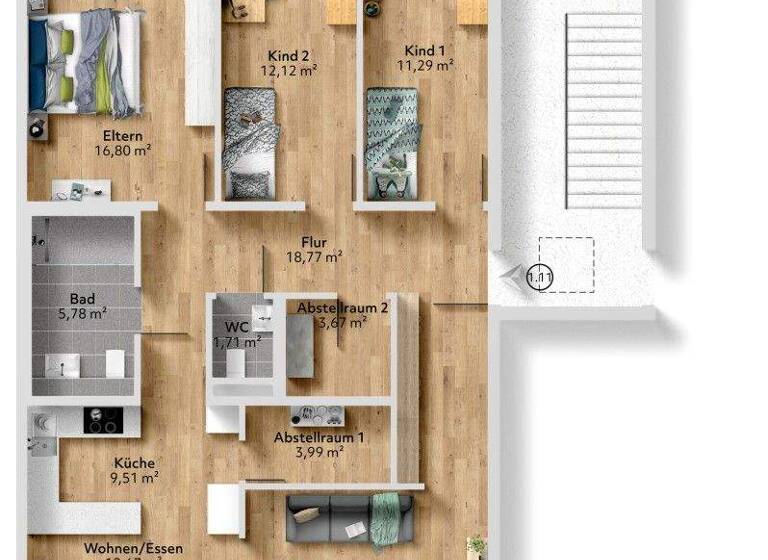 Wohnung 117 m² 1395 € zur Miete Planungsbezirk 130,Straubing (94315)